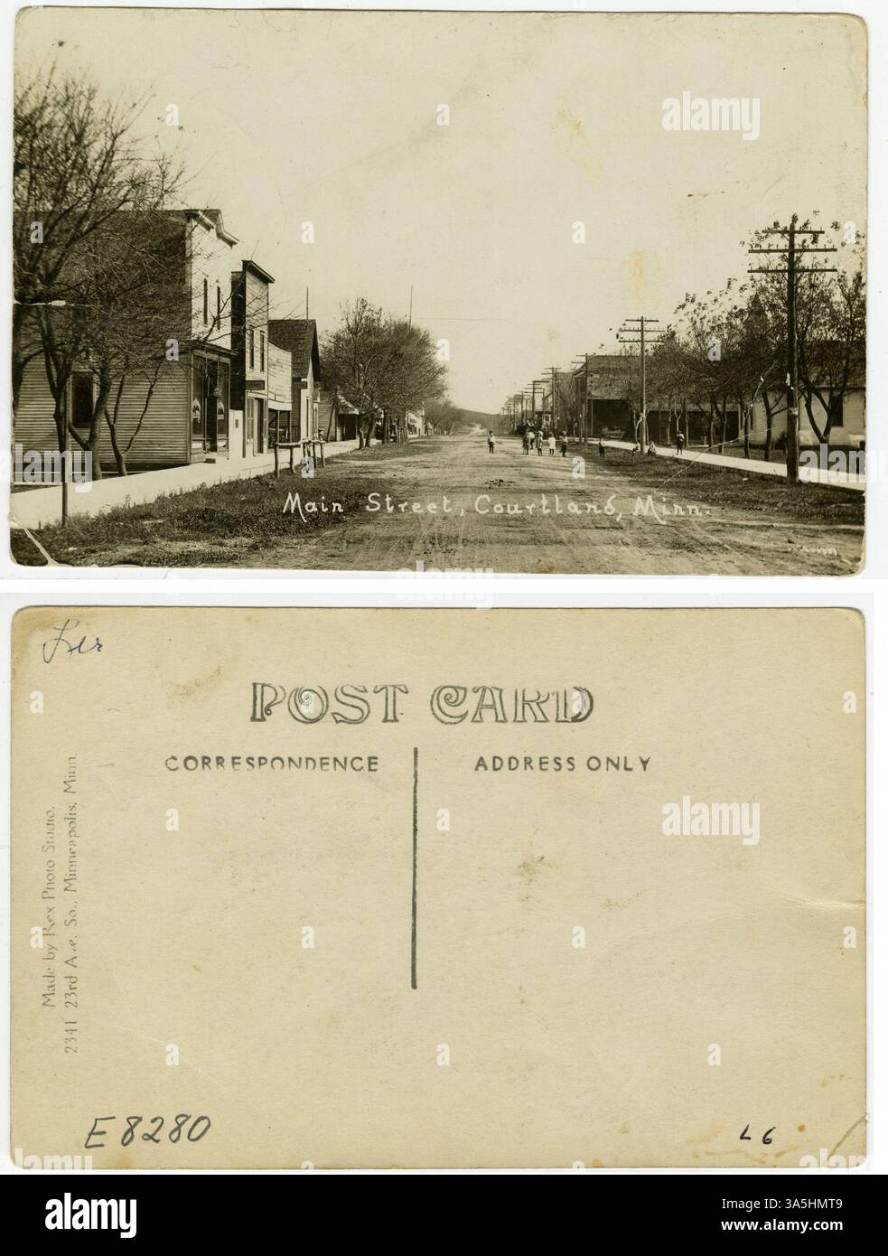 This rare postcard shows main street in courtland hi-res stock ...
