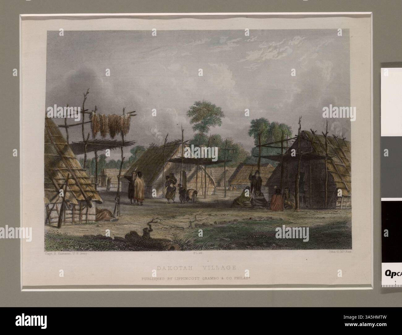 This print by Seth Eastman depicts the dwellings of the Dakota people ...