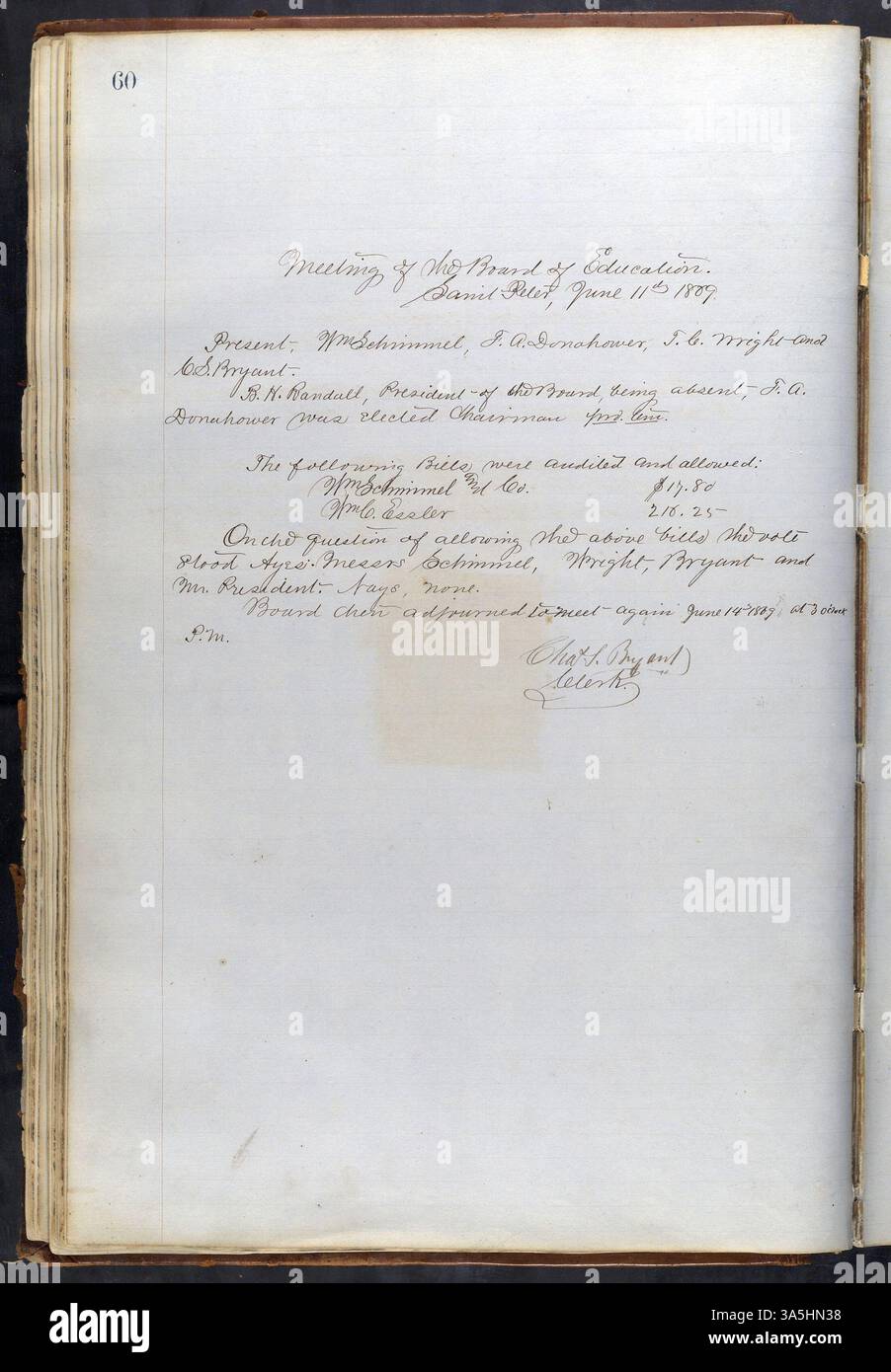 This ledger contains the minutes of the St. Peter School Board from ...