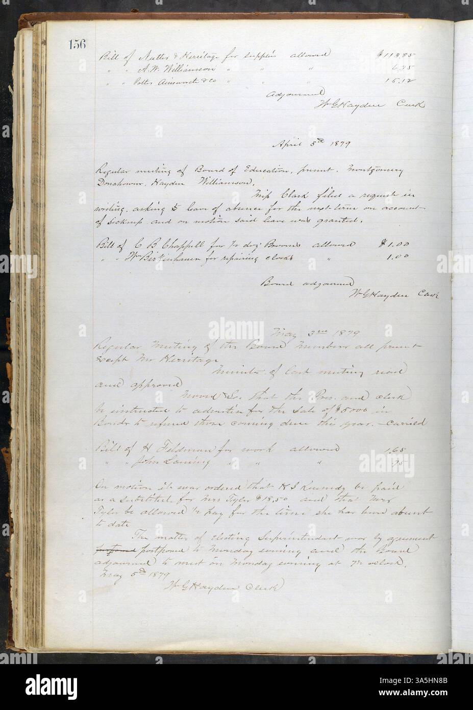 This historical ledger from the St. Peter School Board, covering 1865 ...