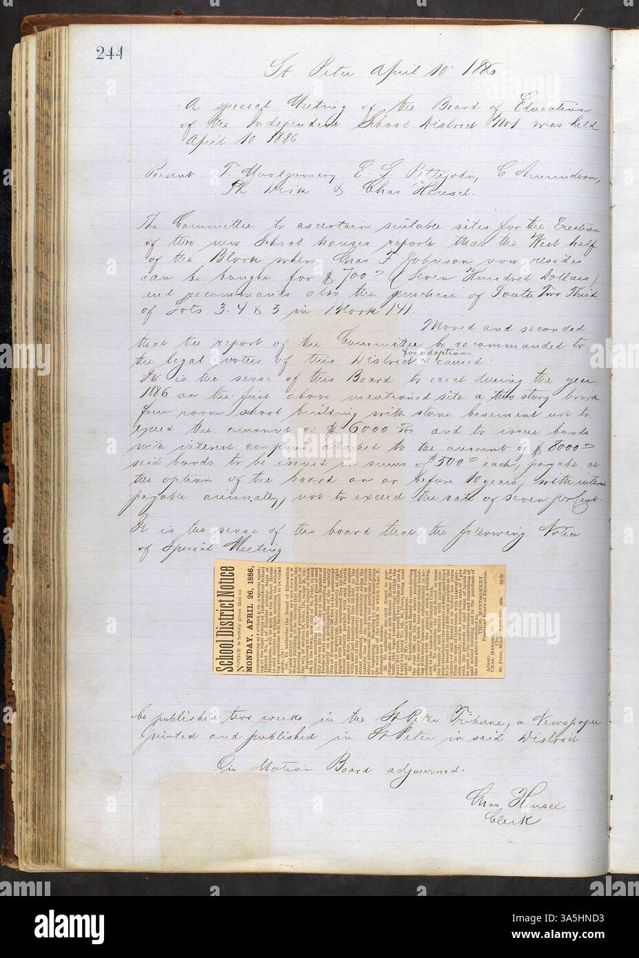 This ledger, held by the Nicollet County Historical Society, documents ...