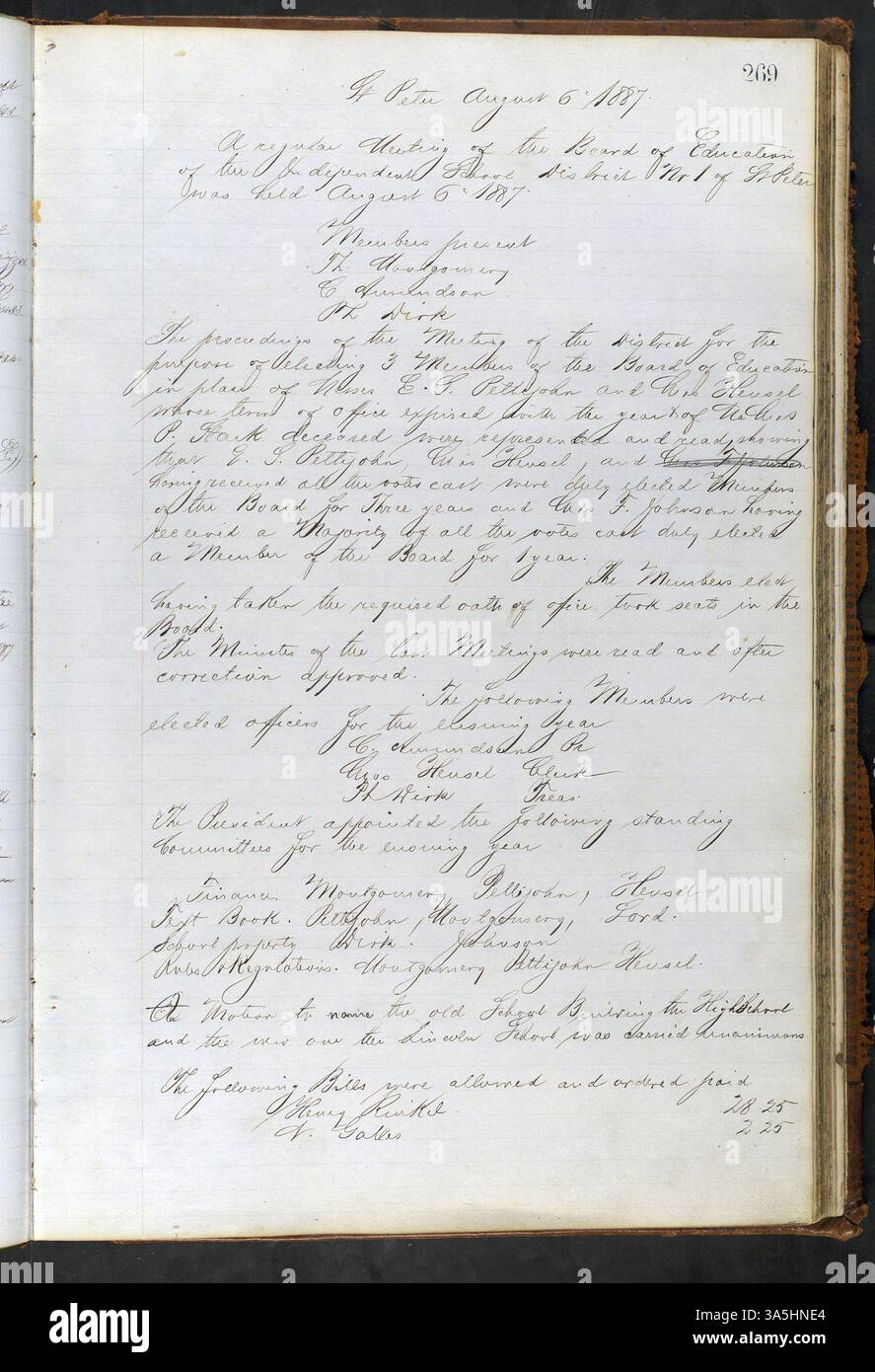 This ledger from the St. Peter School Board documents the period from ...