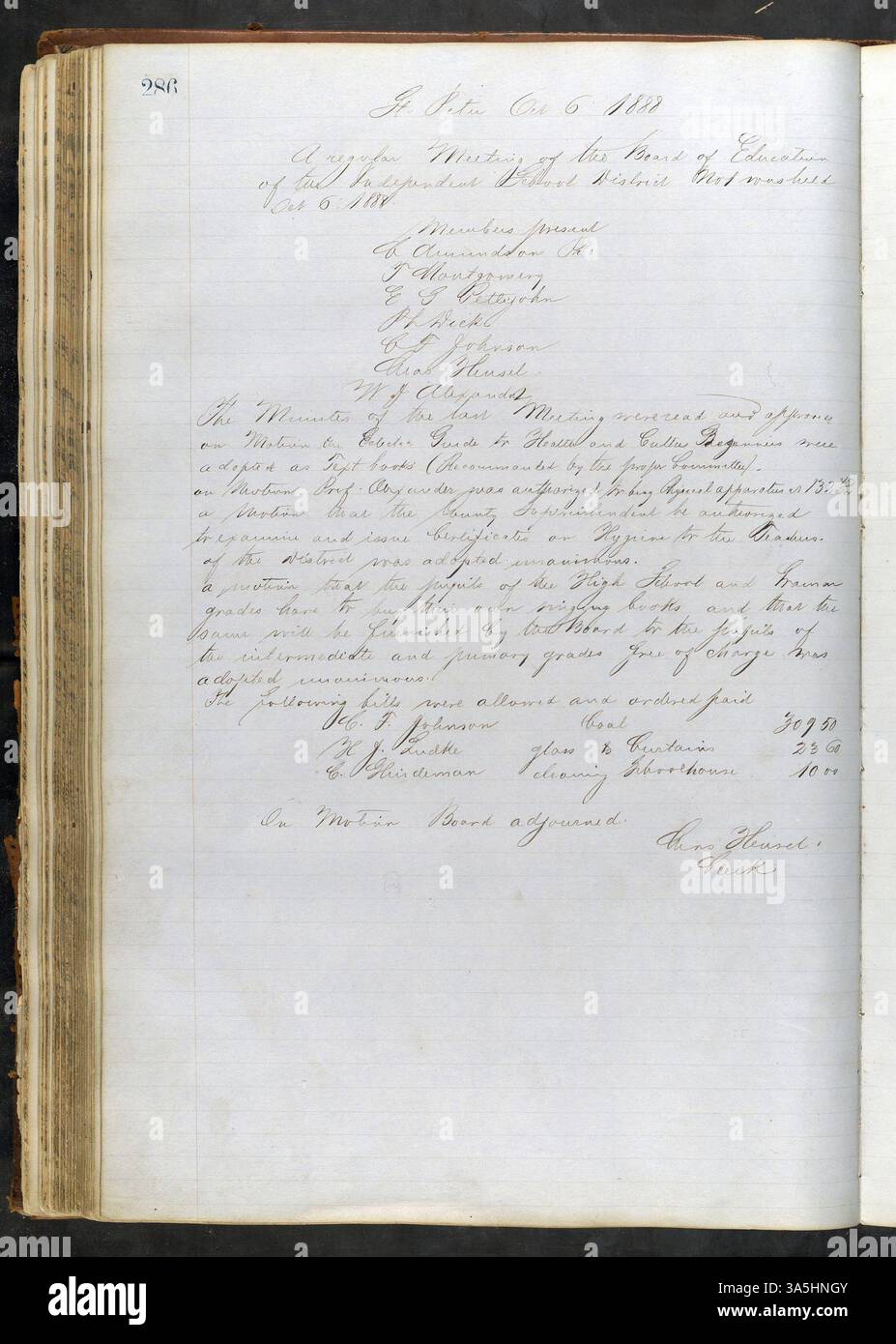 The minutes of the St. Peter School Board from 1865 to 1899 include ...
