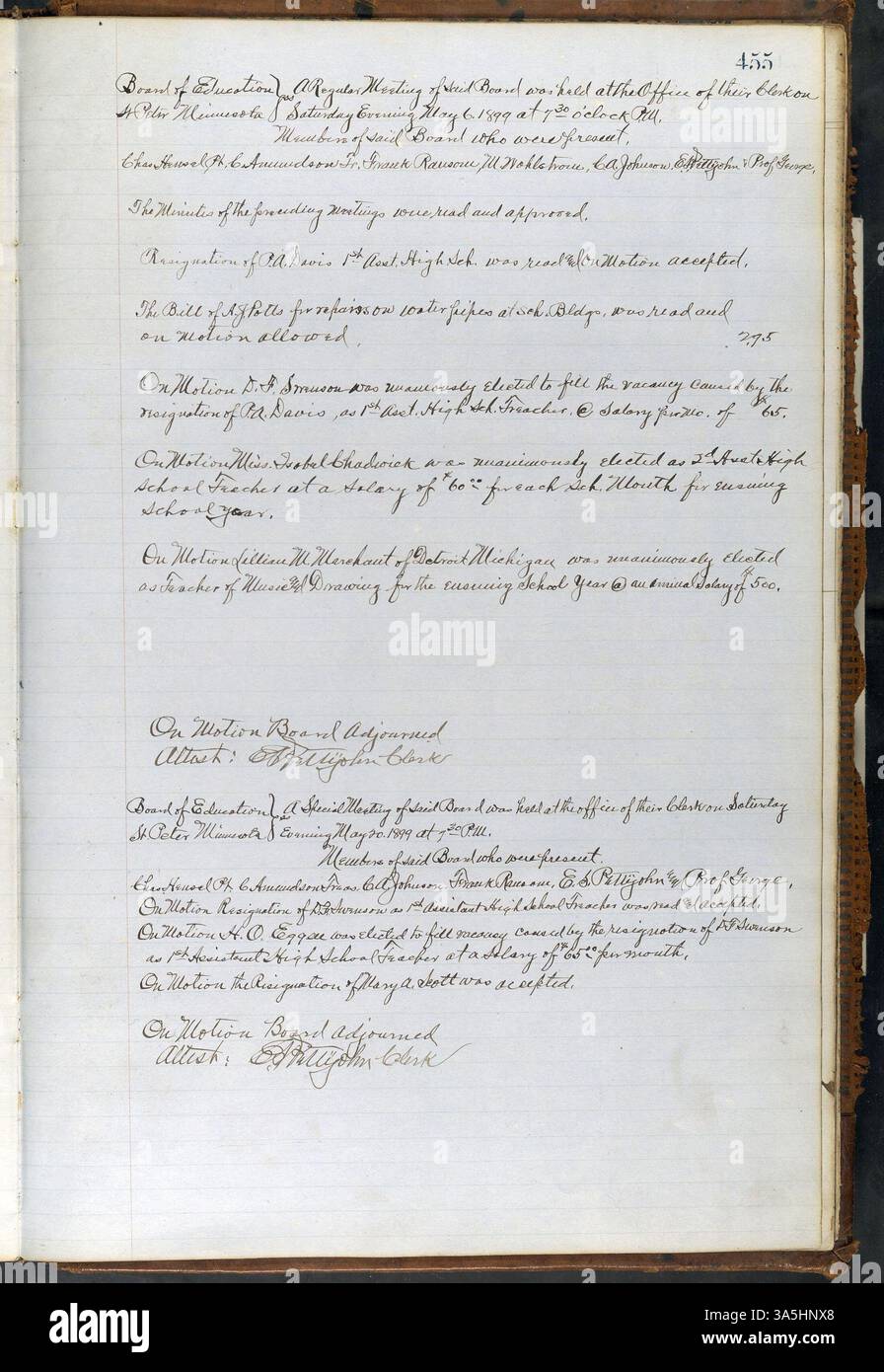 The St. Peter School Board minutes, recorded from April 1865 to June ...