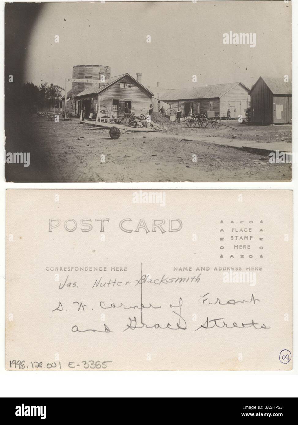 This 1877 photograph depicts the James Nutter blacksmith shop in St ...