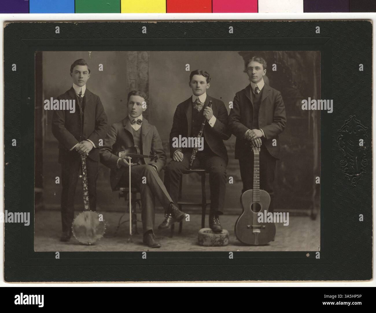 This photograph shows four musicians from St. Peter: Charlie Volk ...