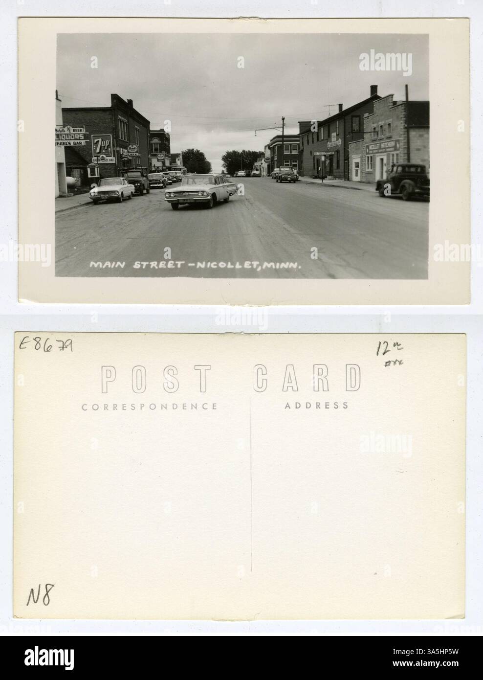 This 1960s postcard shows buildings along Third Street in Nicollet ...