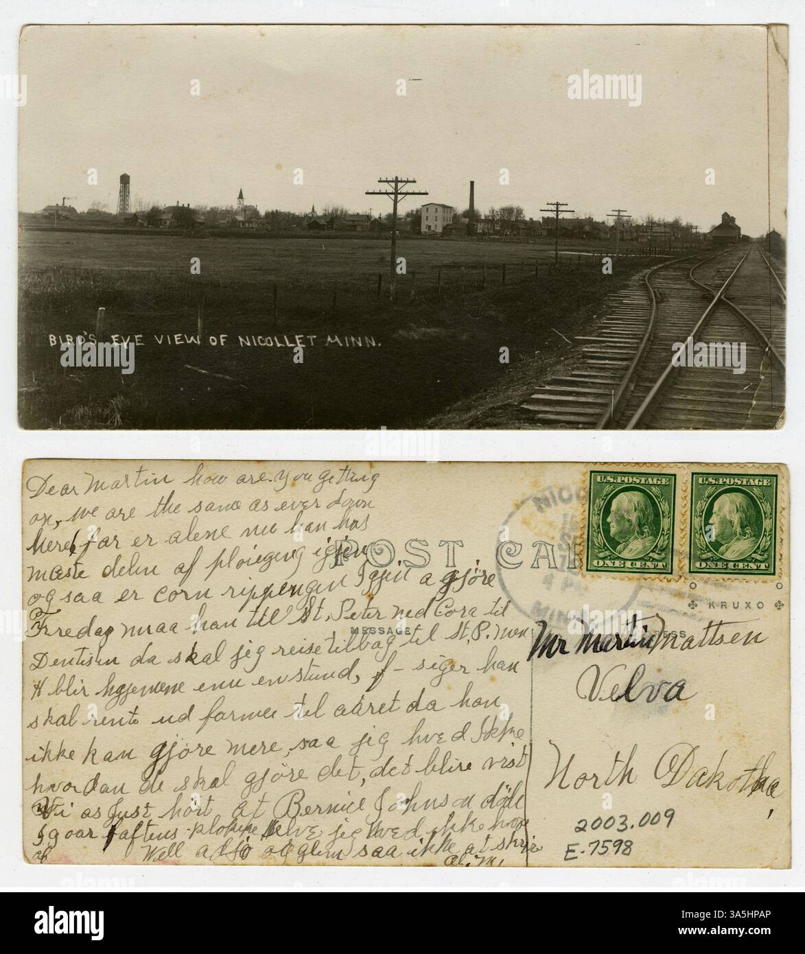 This bird's-eye view shows the railroad tracks and various buildings of ...