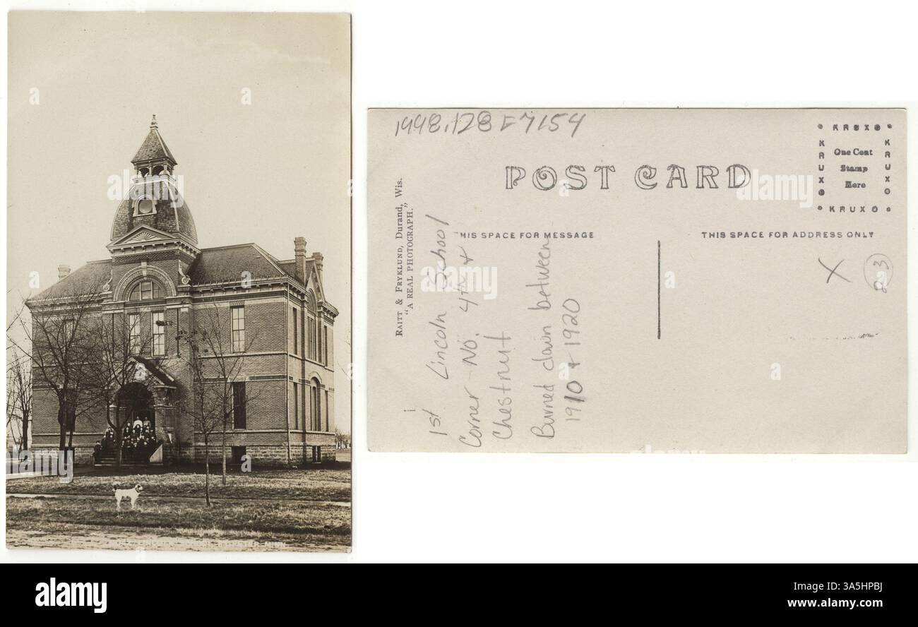 This postcard shows the first Lincoln School in St. Peter, located on ...