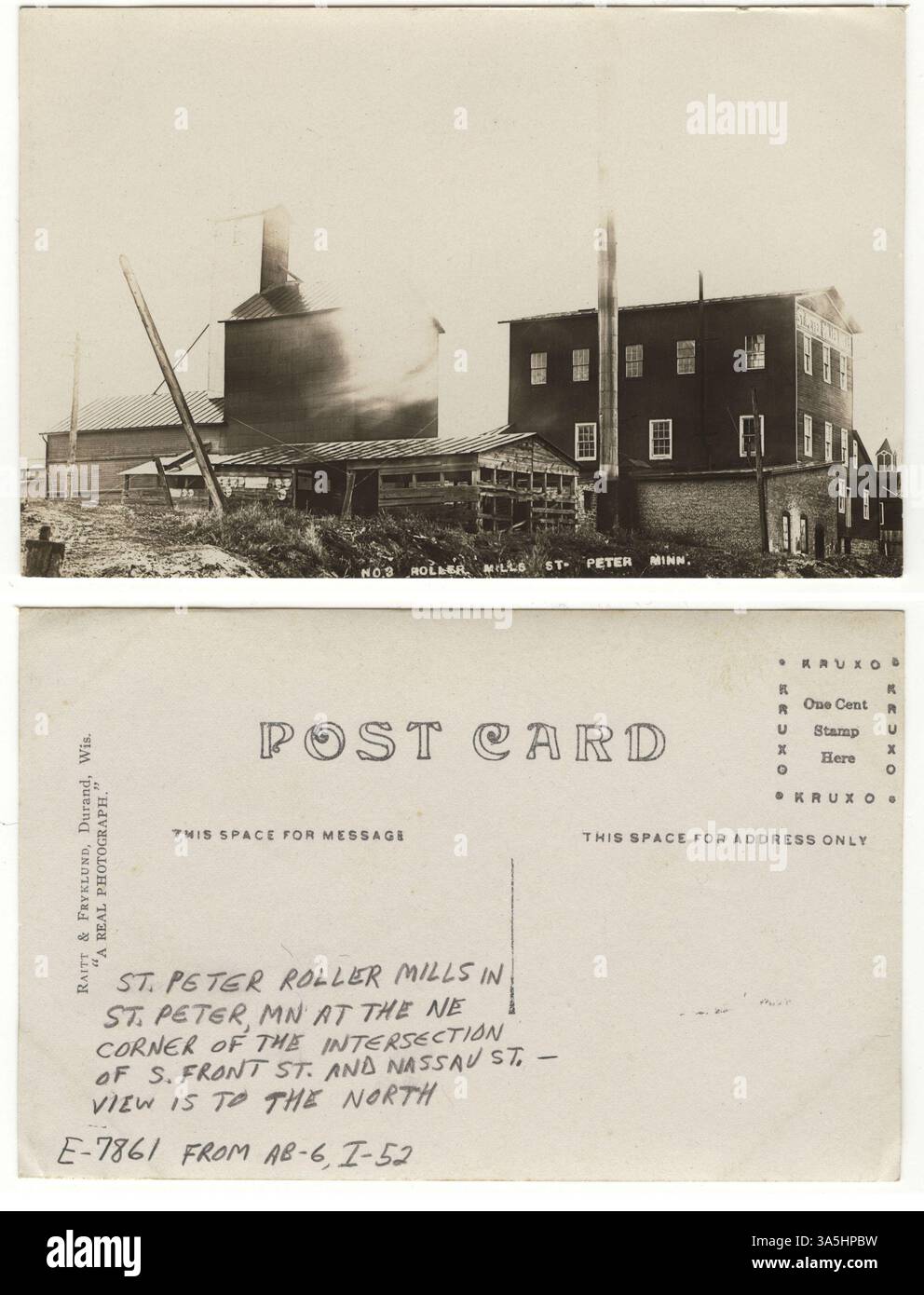 This postcard shows the St. Peter Roller Mills located at the northeast ...