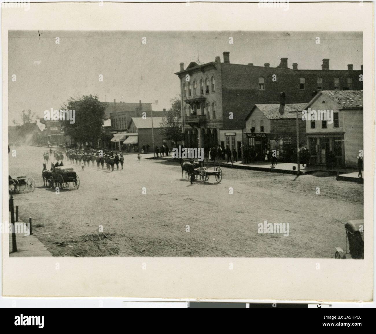 This photograph shows a unit of marching soldiers reaching the ...
