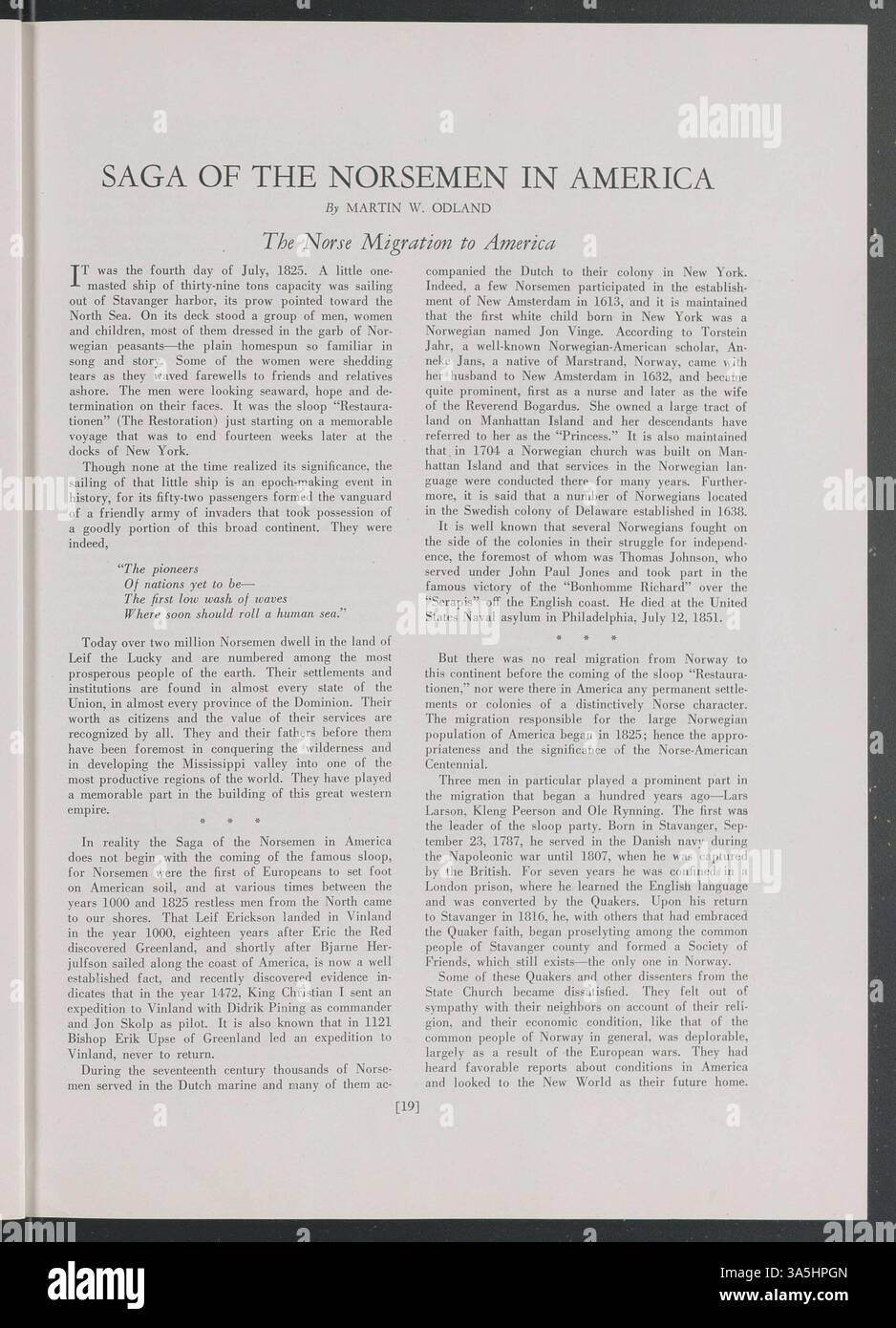 This booklet commemorates the 1825 arrival of Norwegian immigrants in ...