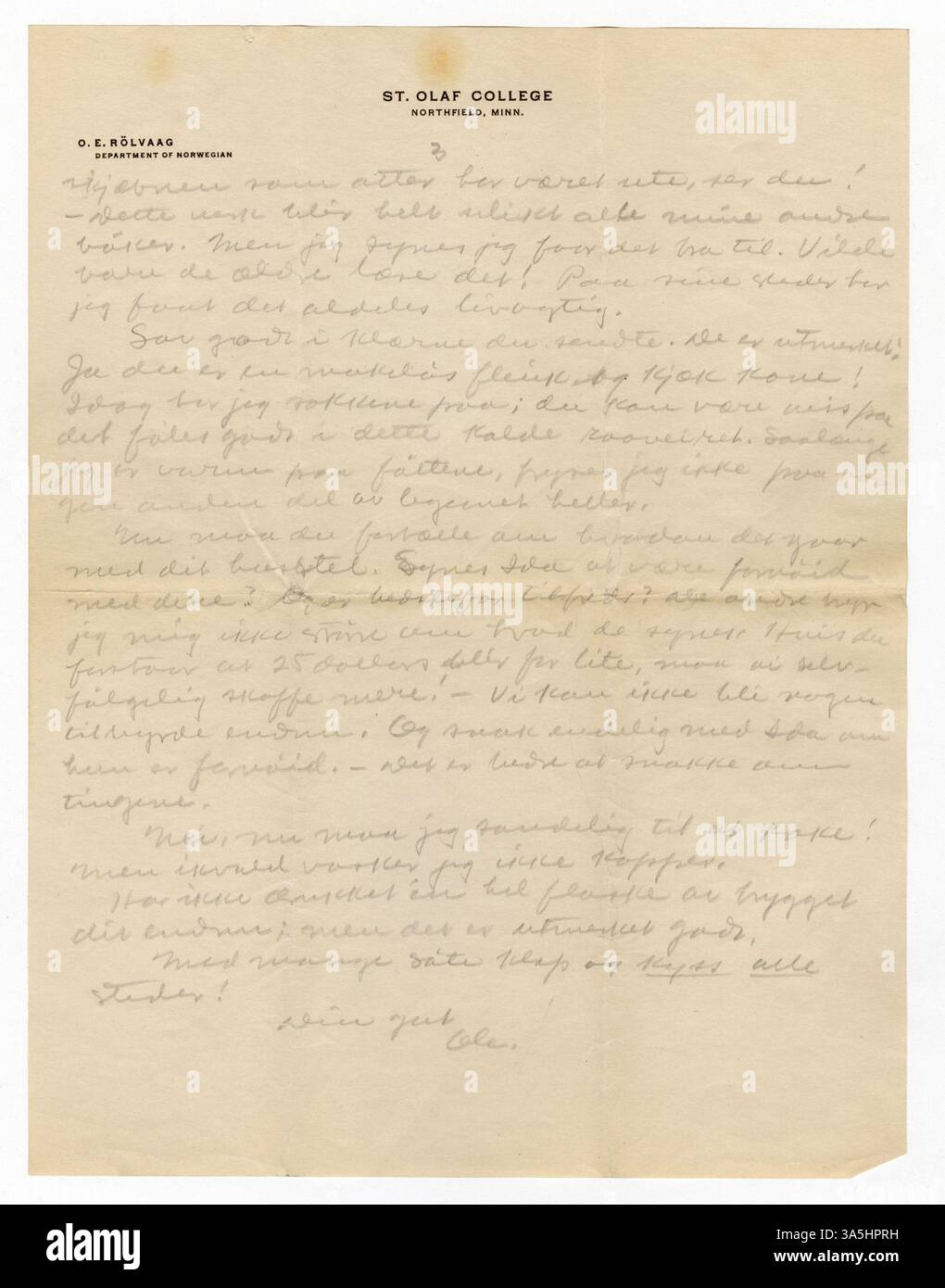 Ole Rølvaag’s letter to Jennie Rølvaag, written on September 14, 1923 ...