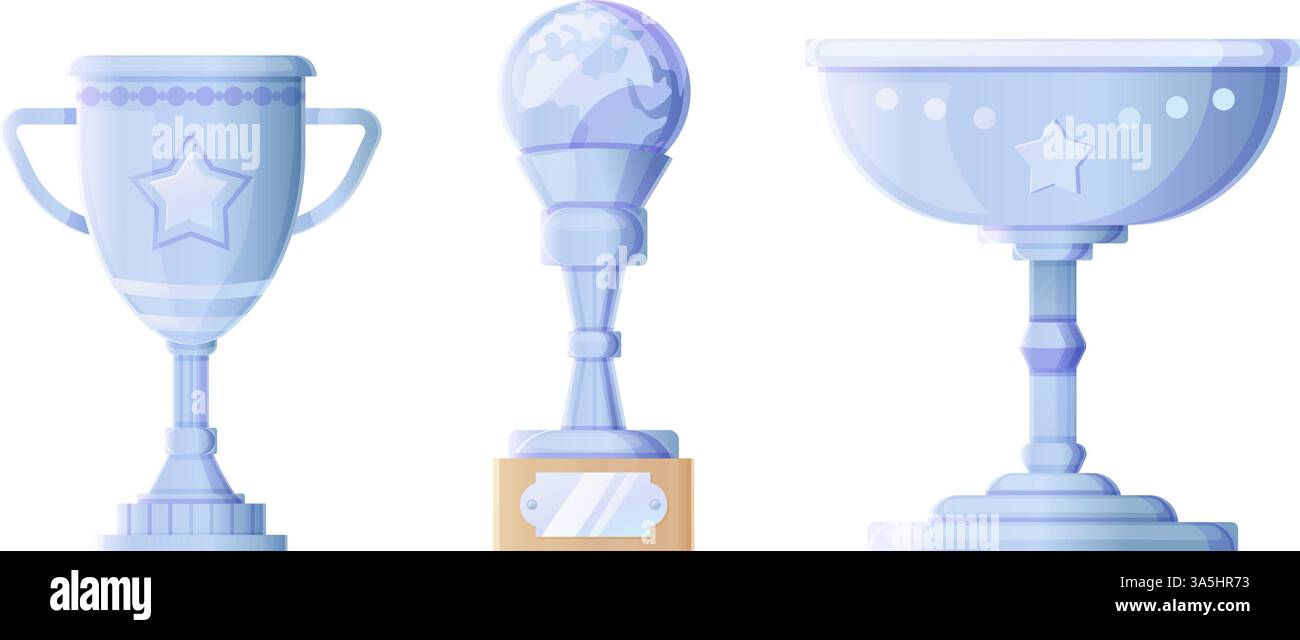 Collection of silver trophies with unique designs Stock Vector Image ...