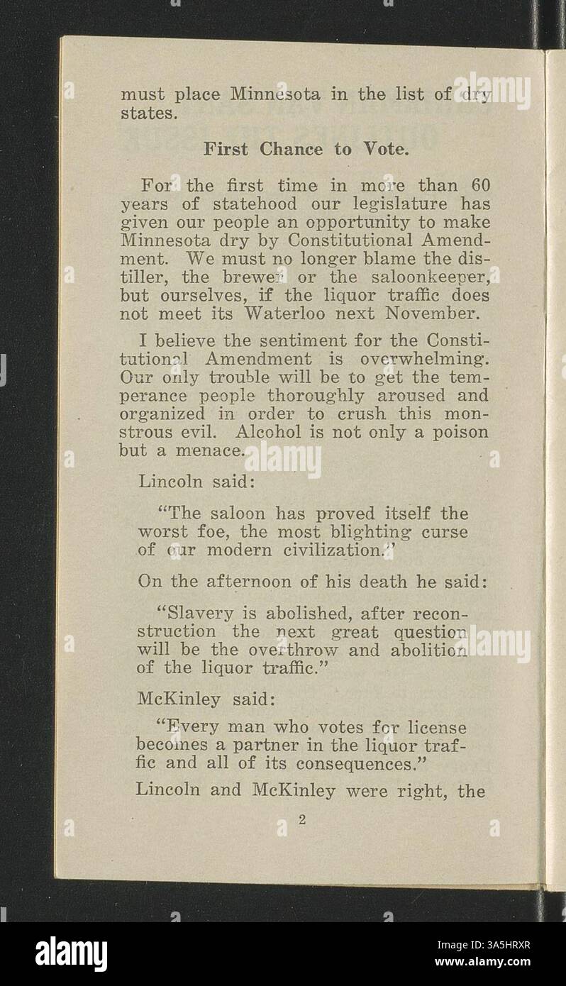 A pamphlet outlining Minnesota’s stance on liquor laws, focusing on the ...