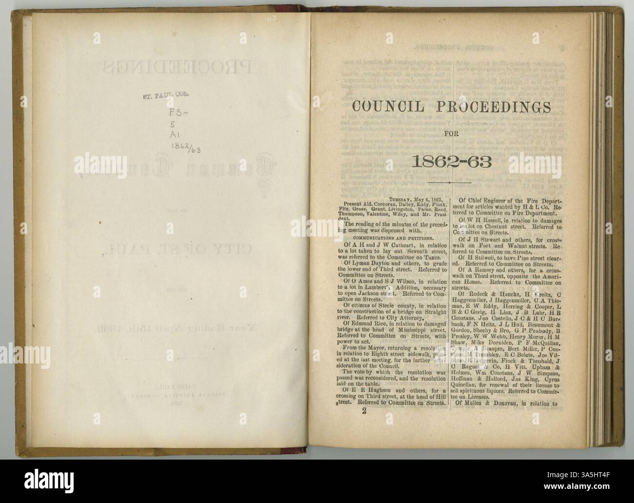 This document contains the proceedings from the St. Paul Common Council, detailing official ...