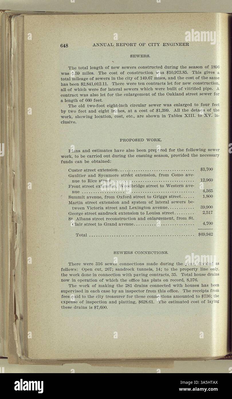 The 1896 annual report of Saint Paul's Board of Public Works provides ...