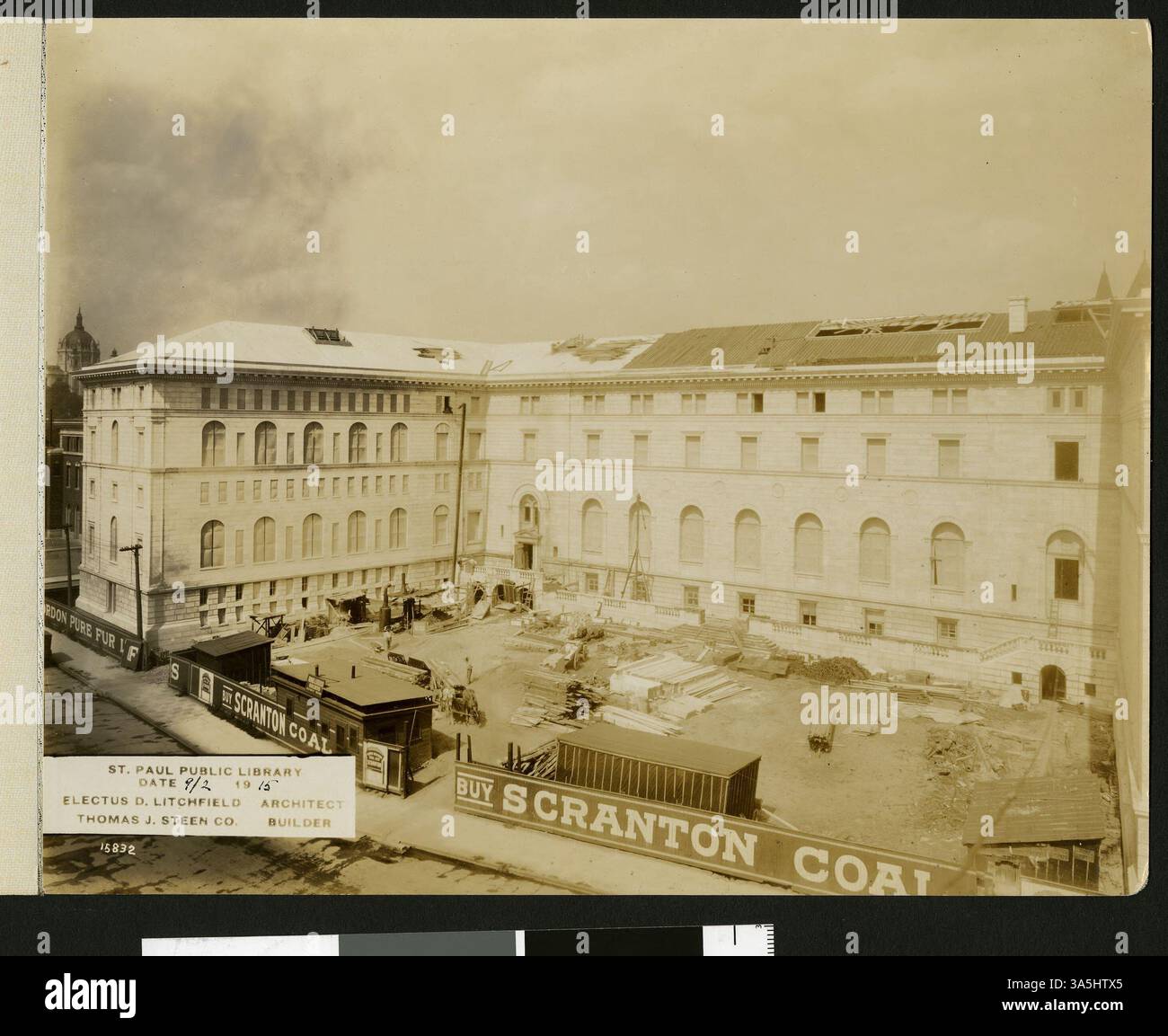 Construction work continues on the roof of the Central Library in St ...