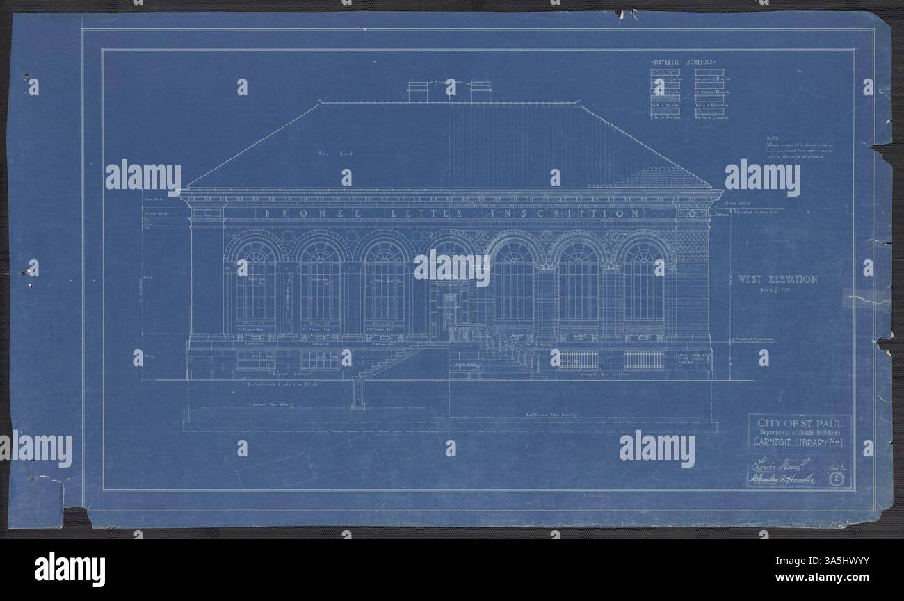 The blueprint shows the architectural design for the 1916 constr hi-res ...