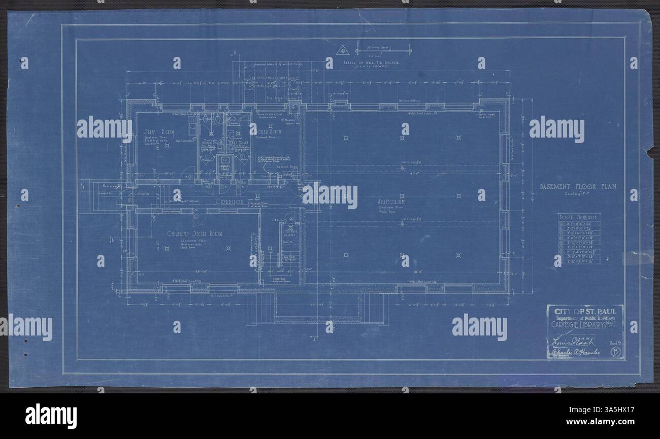 Blueprint for the basement floor of the Saint Anthony Park Branch ...