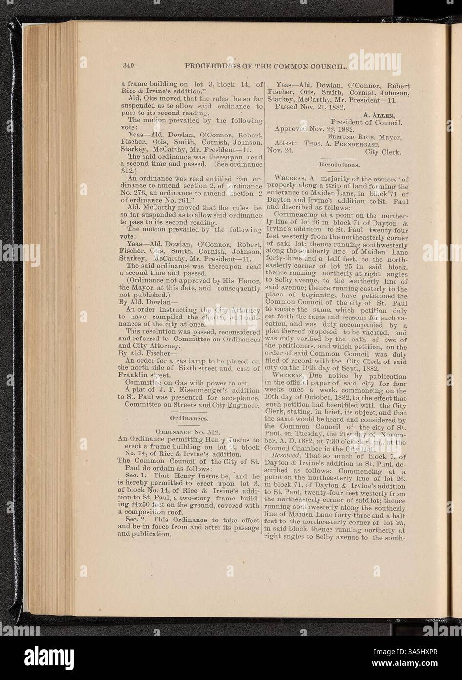The 1882 proceedings of the Saint Paul Common Council document ...