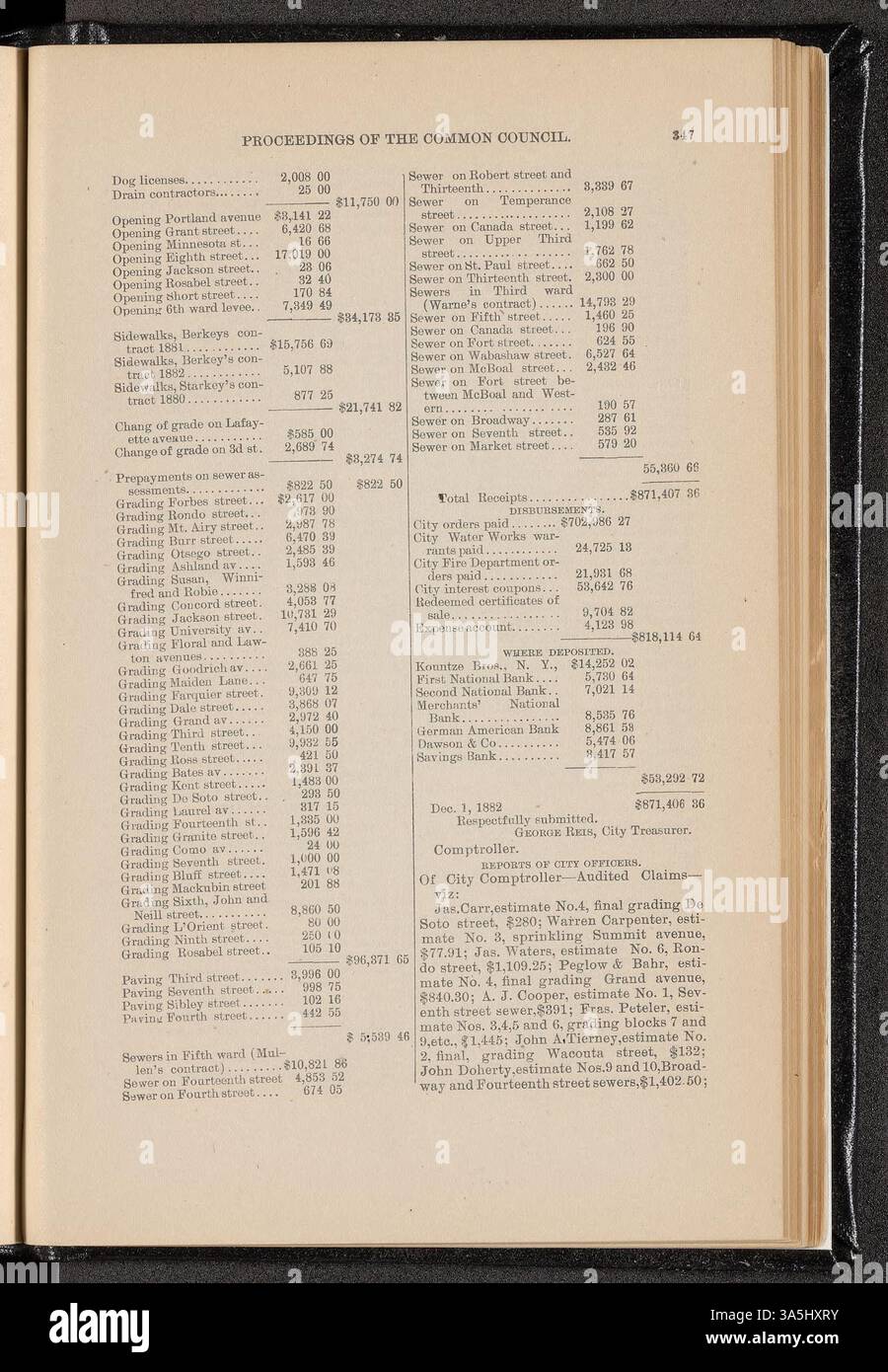 The 1882 minutes of the Common Council document the legislative actions ...