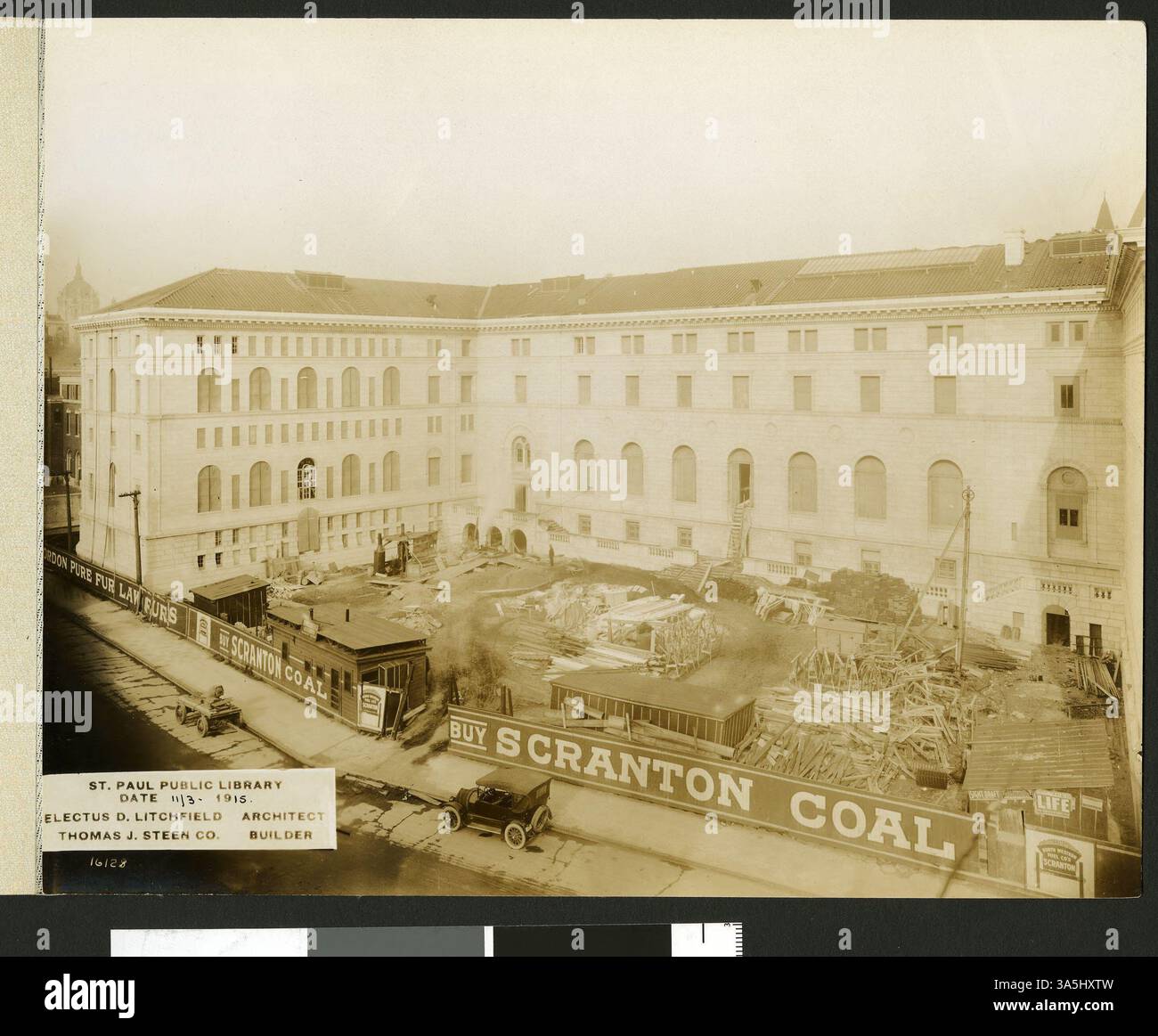 A photograph from an elevated angle shows the construction site of the ...