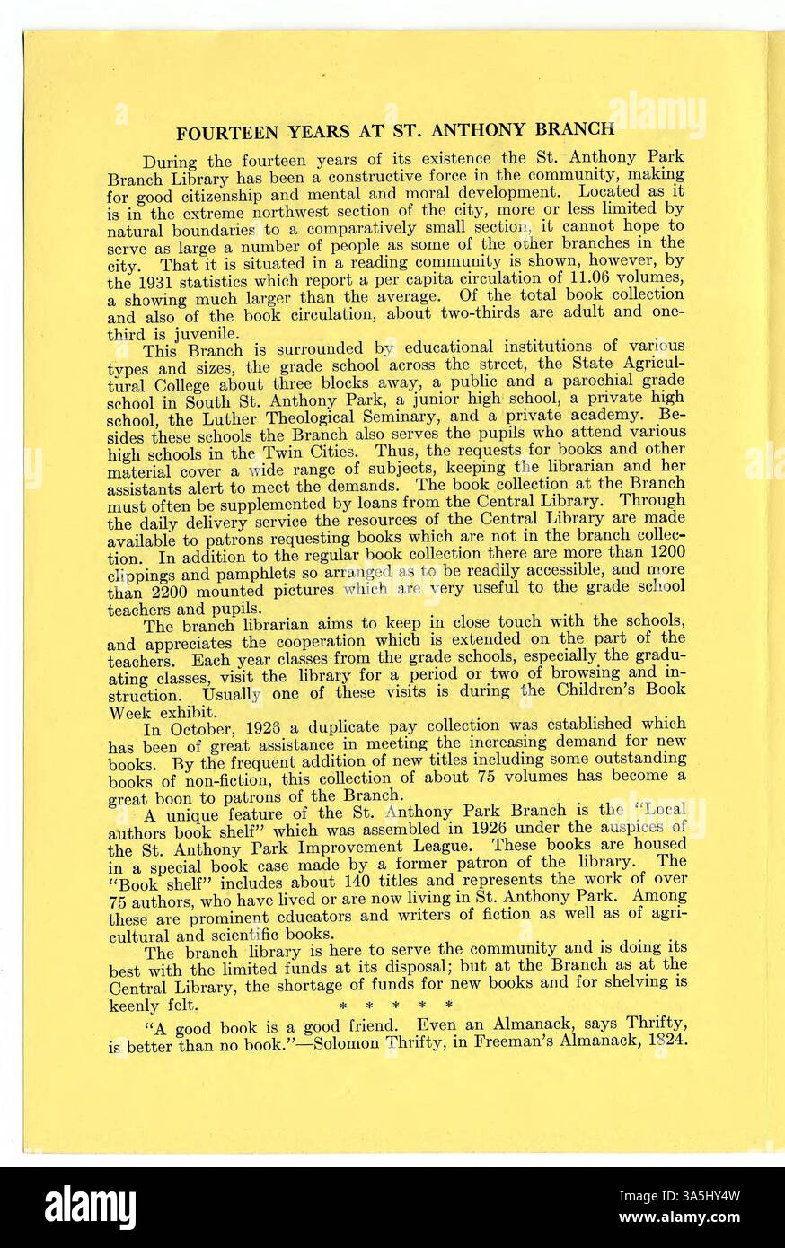 The April 1932 edition of *The Library Beacon* features the St. Anthony ...