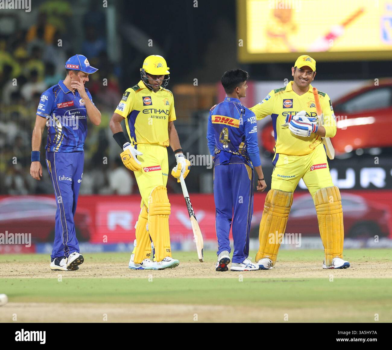 Cricket: IPL 2025 : Chennai Super Kings (CSK) Vs Mumbai Indians at MAC Stadium. CSK won by 4 ...