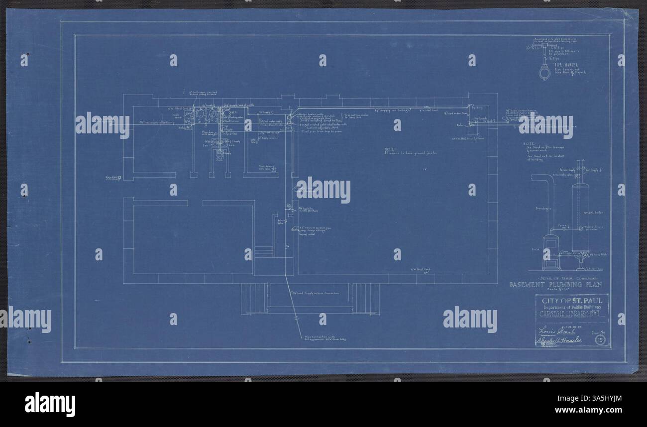This architectural blueprint from the Saint Paul Public Library shows ...