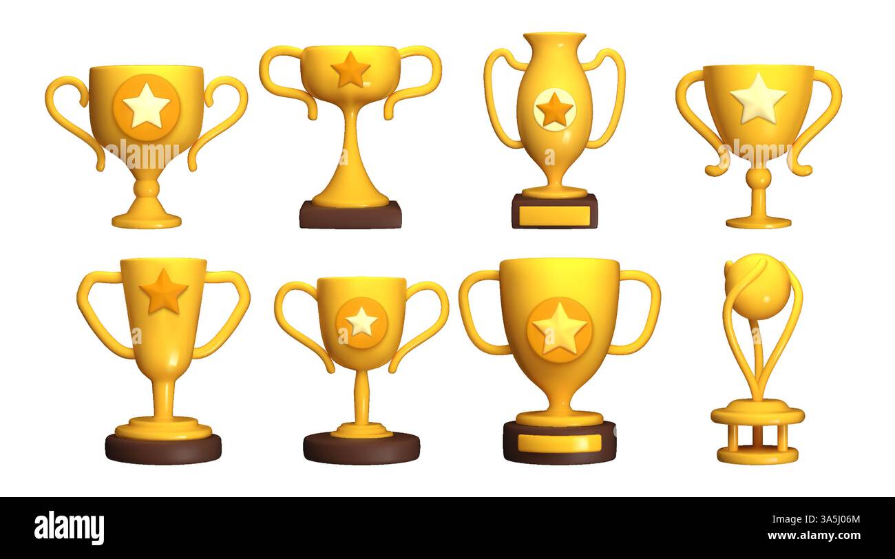 3d trophy. Award prize cup, winner goblet or tournament champion soccer ...