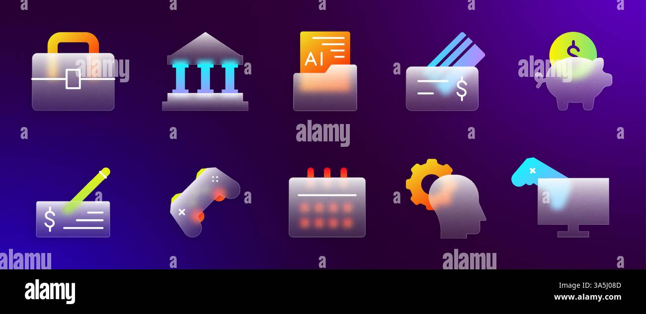 3d money icons. Glass UI symbols. Web browser logo. Computer game ...