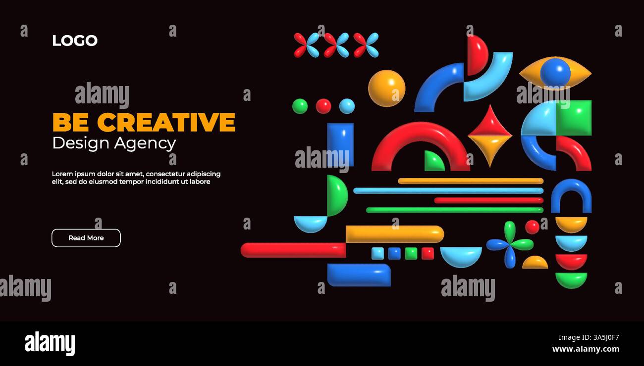 3d poster. Abstract figure geometry, graphic memphis or brutalism ...
