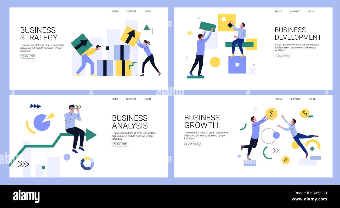 Business growth landing pages. Career run. Job and success goal. New ...