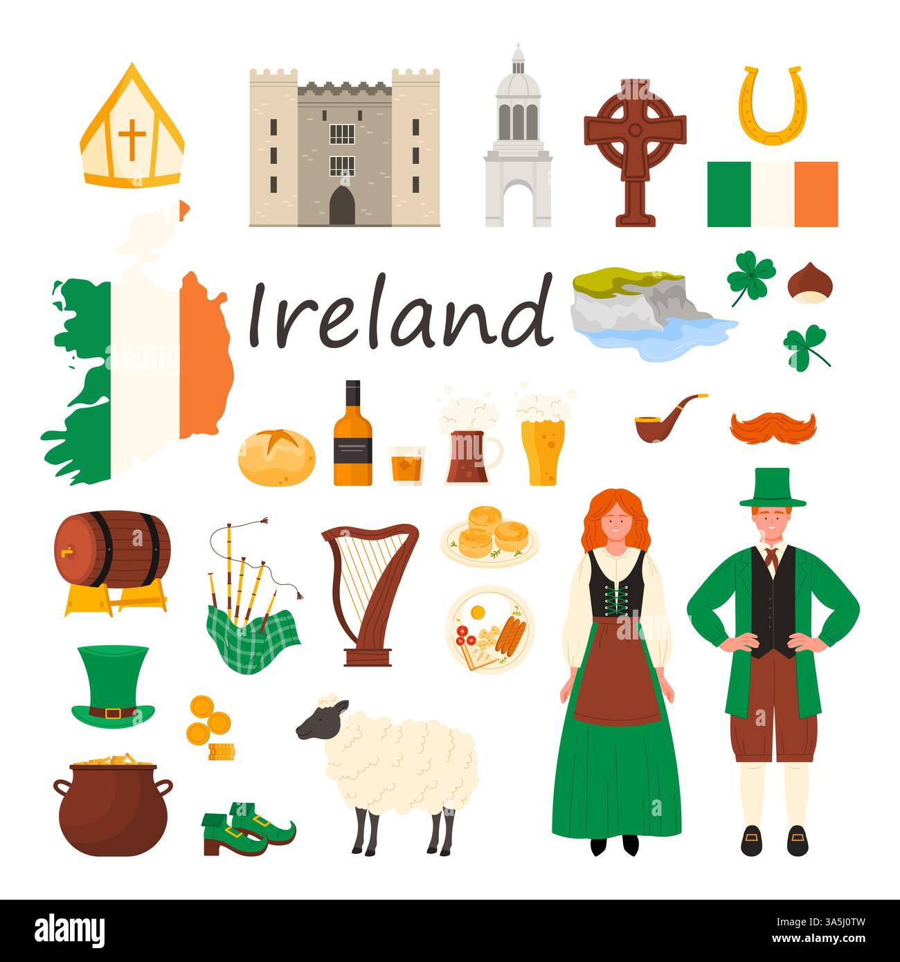 Irish cartoon map hi-res stock photography and images - Alamy
