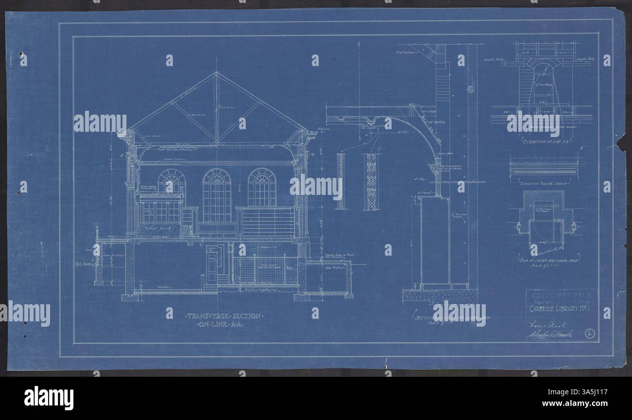 This blueprint shows the traverse section of Line A-A for the 1916 ...