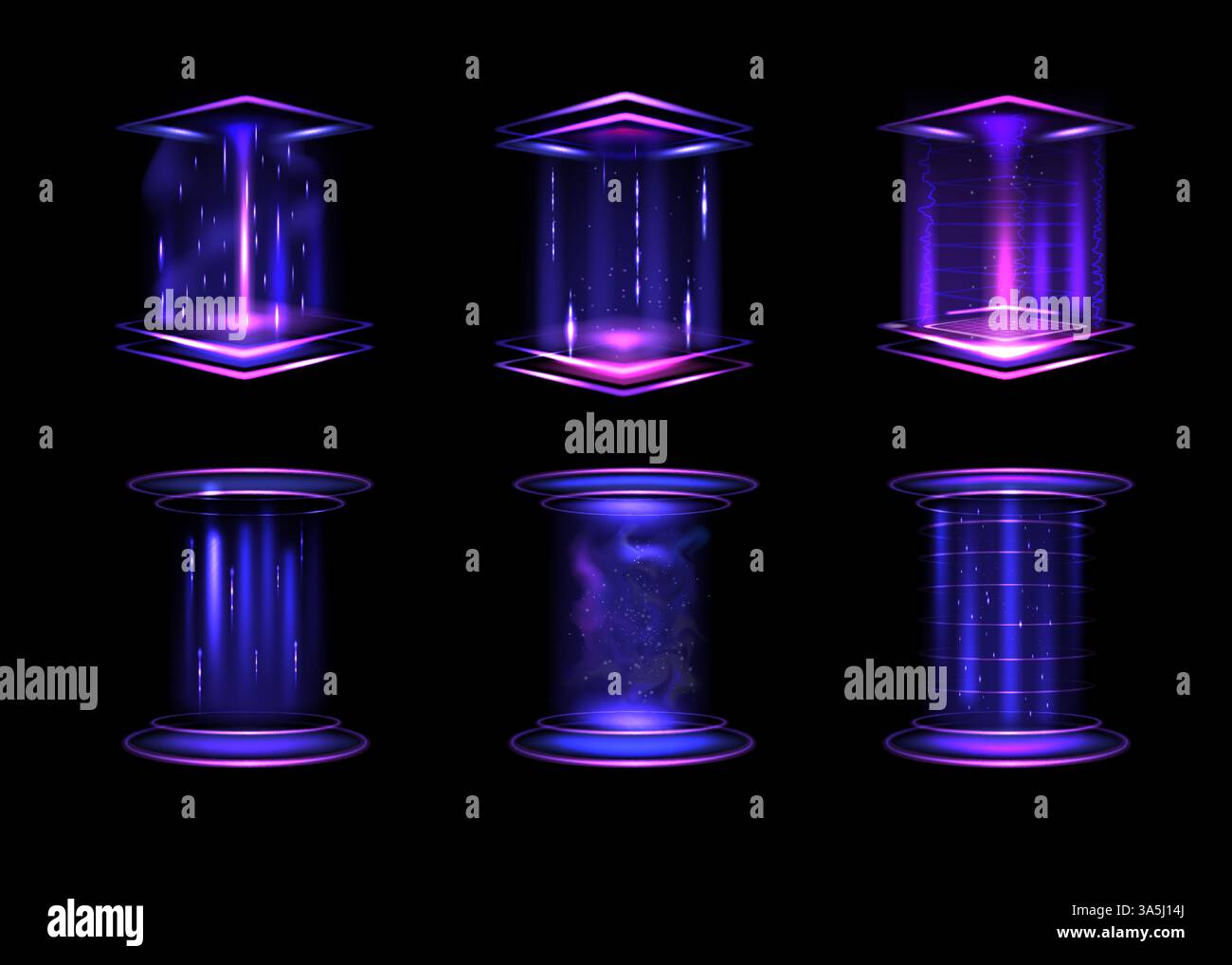 Game portal. Neon light hologram effect. Square digital interface with ...