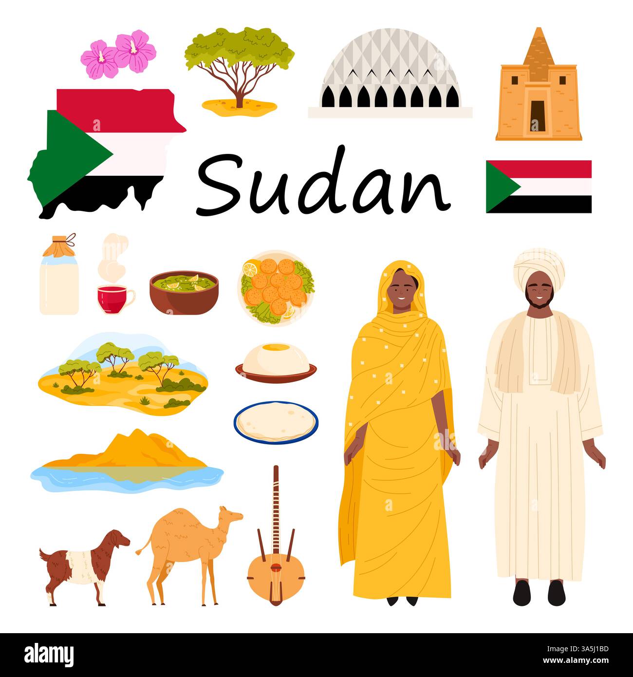 This vibrant vector illustration showcases Sudanese culture ...