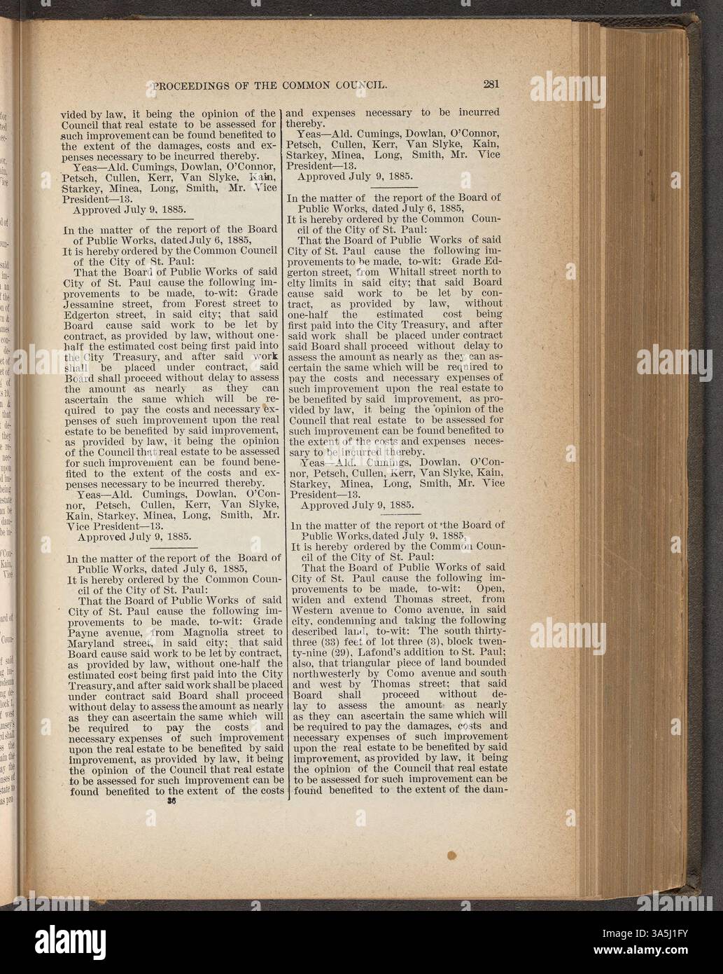 The official record of the Common Council meetings from 1885 documents ...