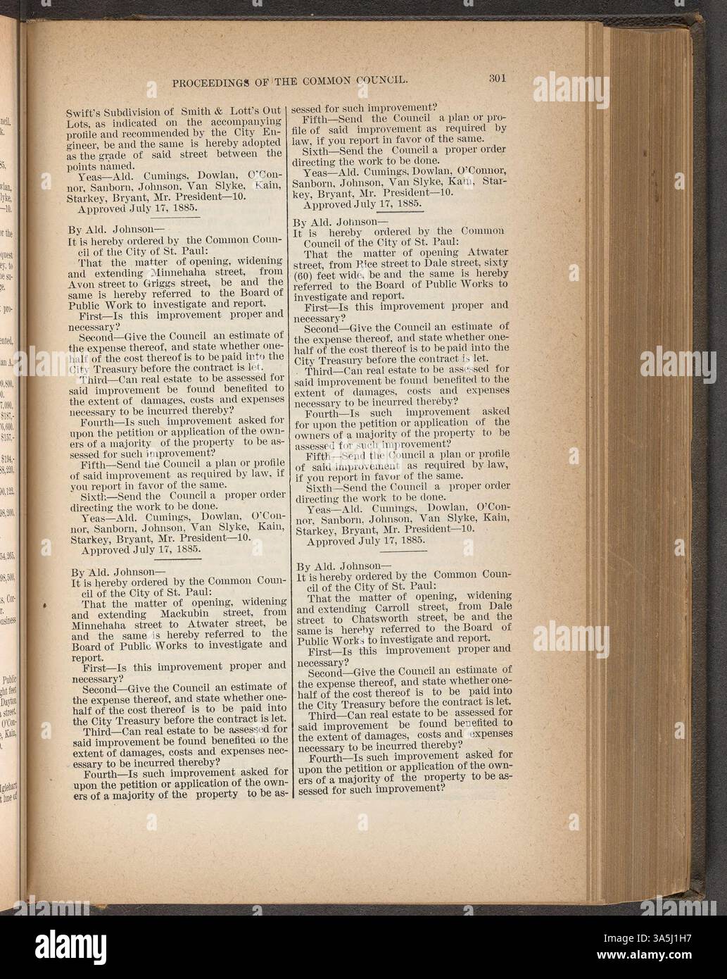 The 1885 Common Council minutes of Saint Paul capture the political and ...