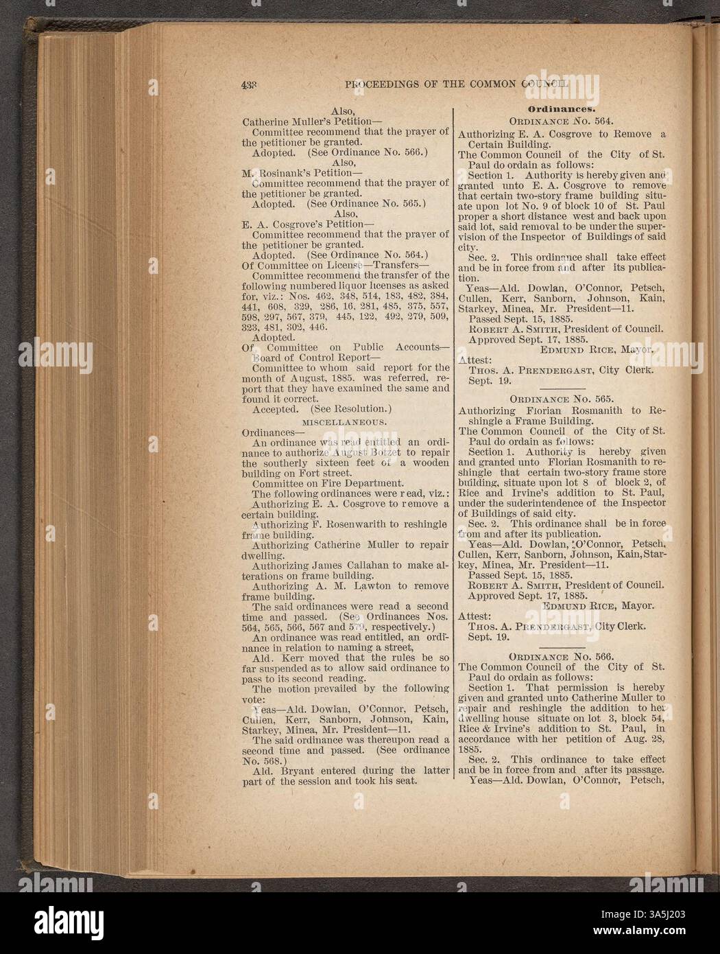 This 1885 document from the Saint Paul City Council, archived at the ...