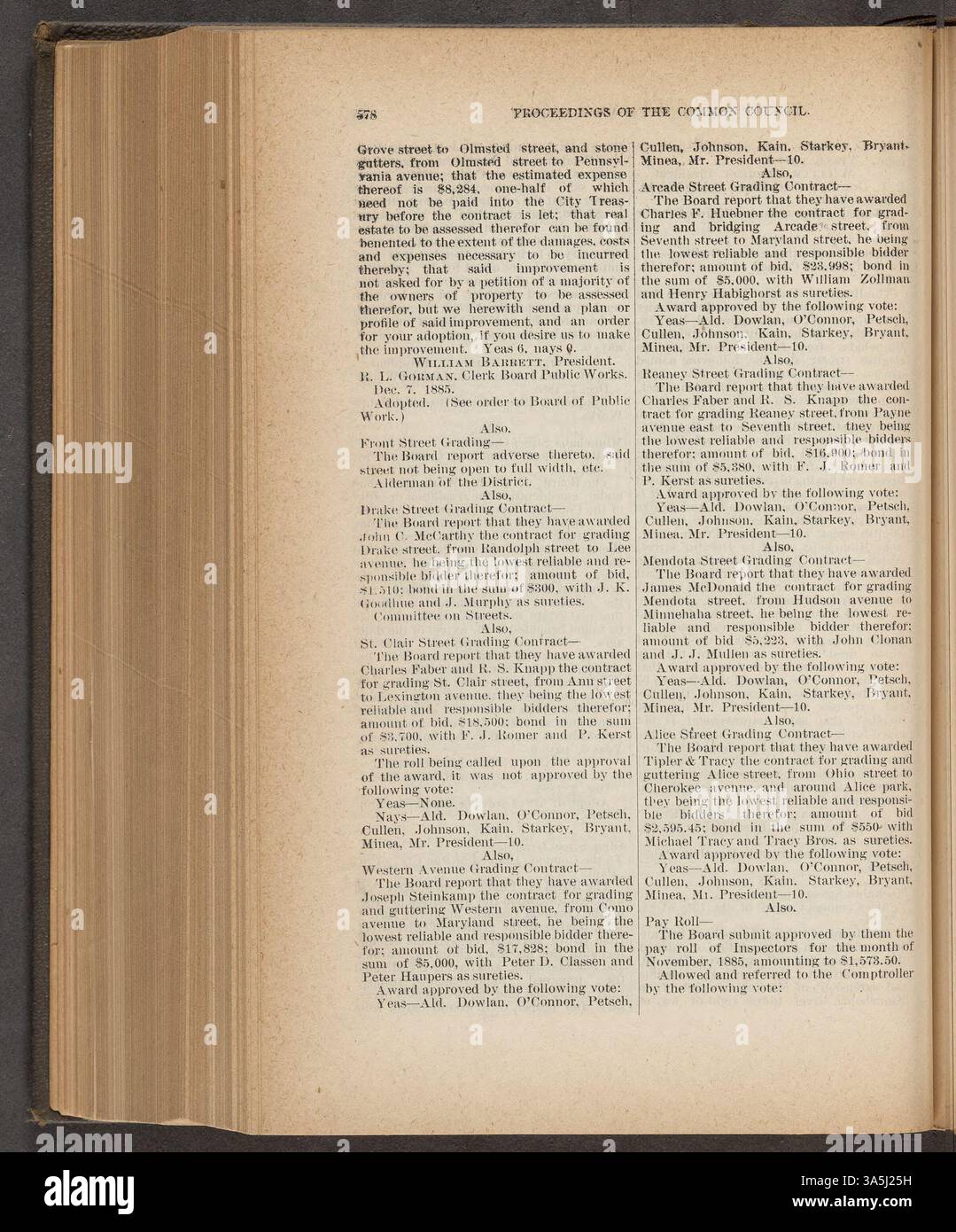 The 1885 minutes from the Common Council of Saint Paul document the ...
