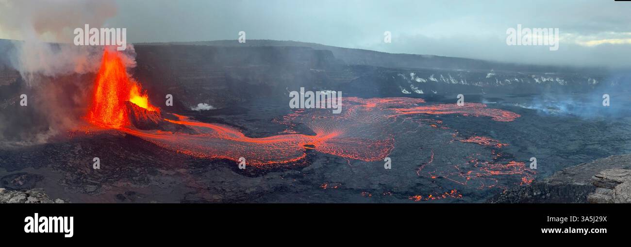 Kilauea, United States of America. 04 March, 2025. A panoramic view of ...
