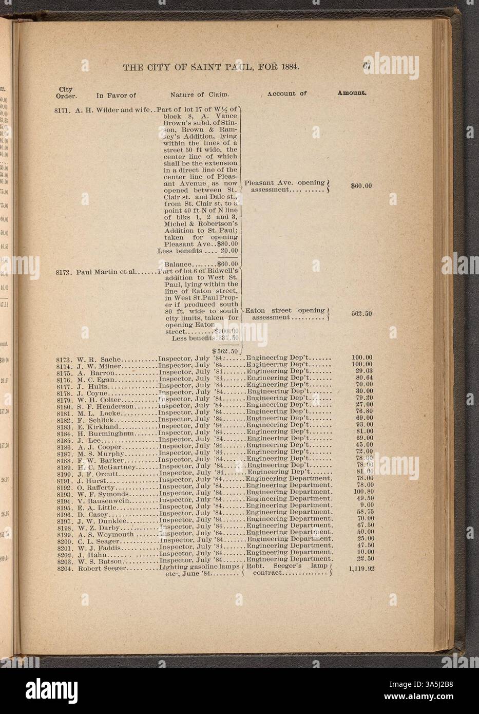 The 1885 minutes of the Saint Paul City Council, detailing decisions ...