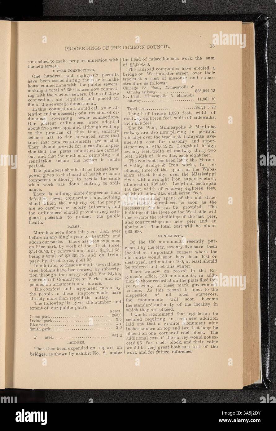 The 1883 proceedings of the Common Council of Saint Paul capture key legislative actions, city ...