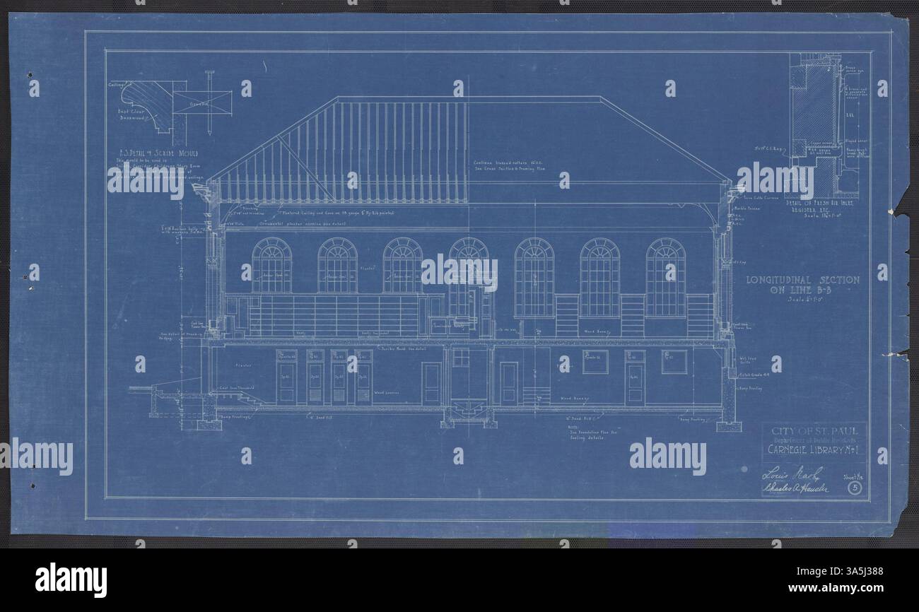 Architectural blueprint of the original 1916 design for the Saint ...