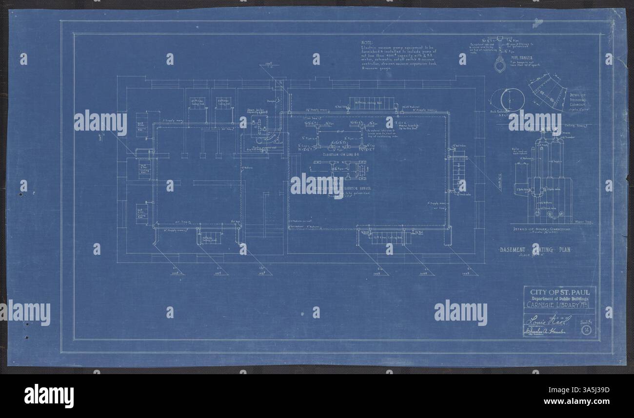 The basement heating plan for the Saint Anthony Park Branch Library ...
