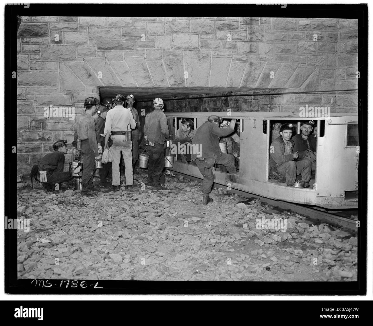 Miners at Koppers Coal Division in Kopperston, Wyoming County, West ...