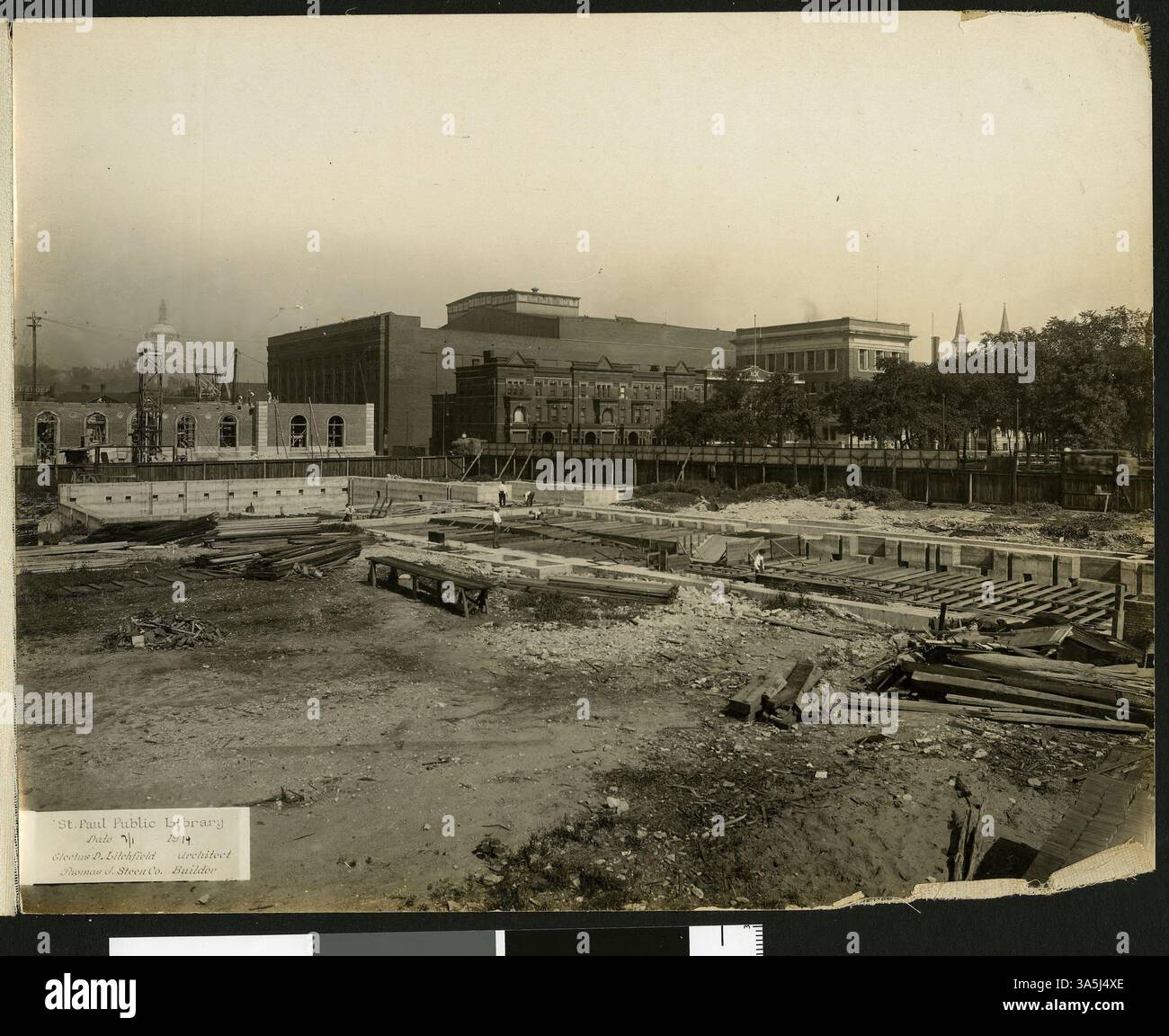 This photograph shows the nearly completed foundation of the Central ...