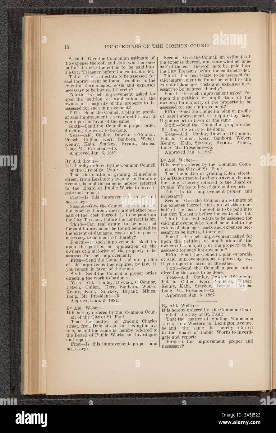 The minutes of the Saint Paul City Council for the year 1887, covering ...